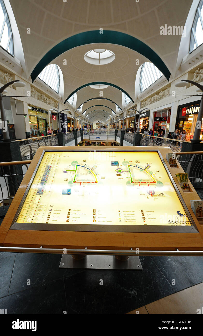 Bluewater shopping centre. A general view of Bluewater shopping centre ...