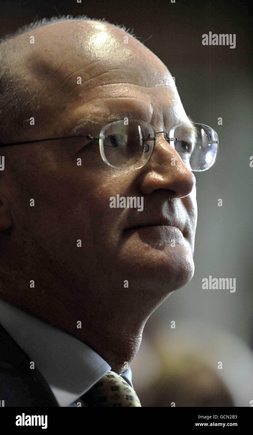 David Willetts MP listens to Deputy Prime Minister Nick Clegg at the ...
