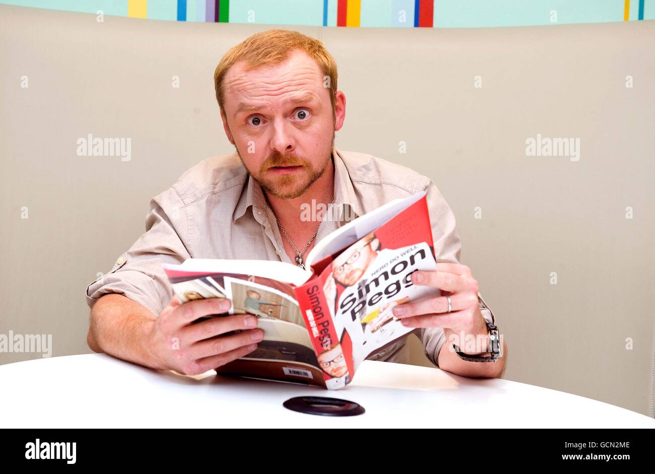 Simon Pegg is seen with his new book Nerd Do Well, at Random House in ...