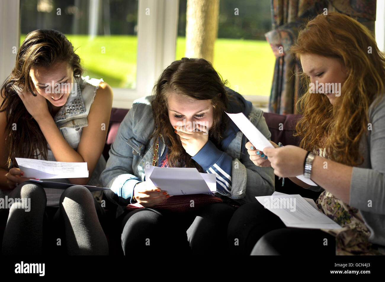 Girls react as they open their GCSE results at Badminton Girls School ...