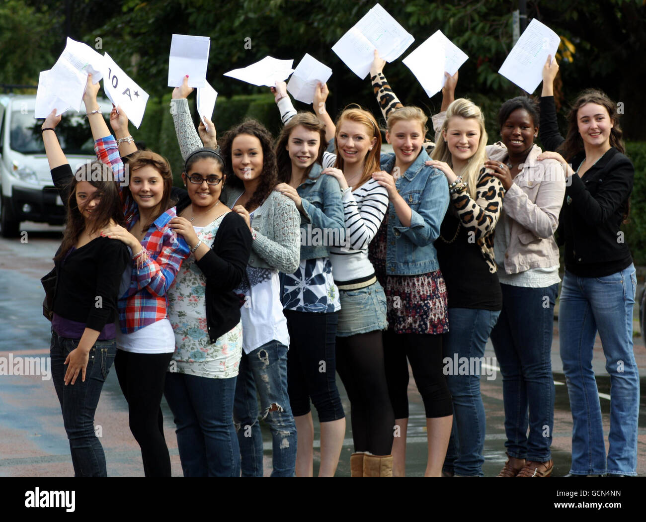 Celebrate each getting 10 gcse at church high school hi-res stock ...
