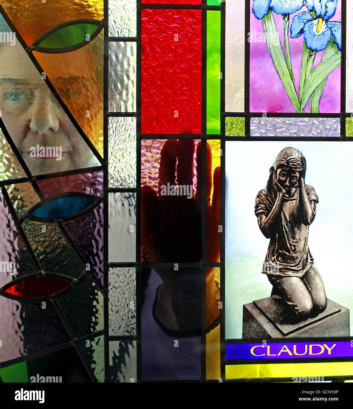 Victim of the Claudy bombing Mary Hamilton stands behind a stained ...