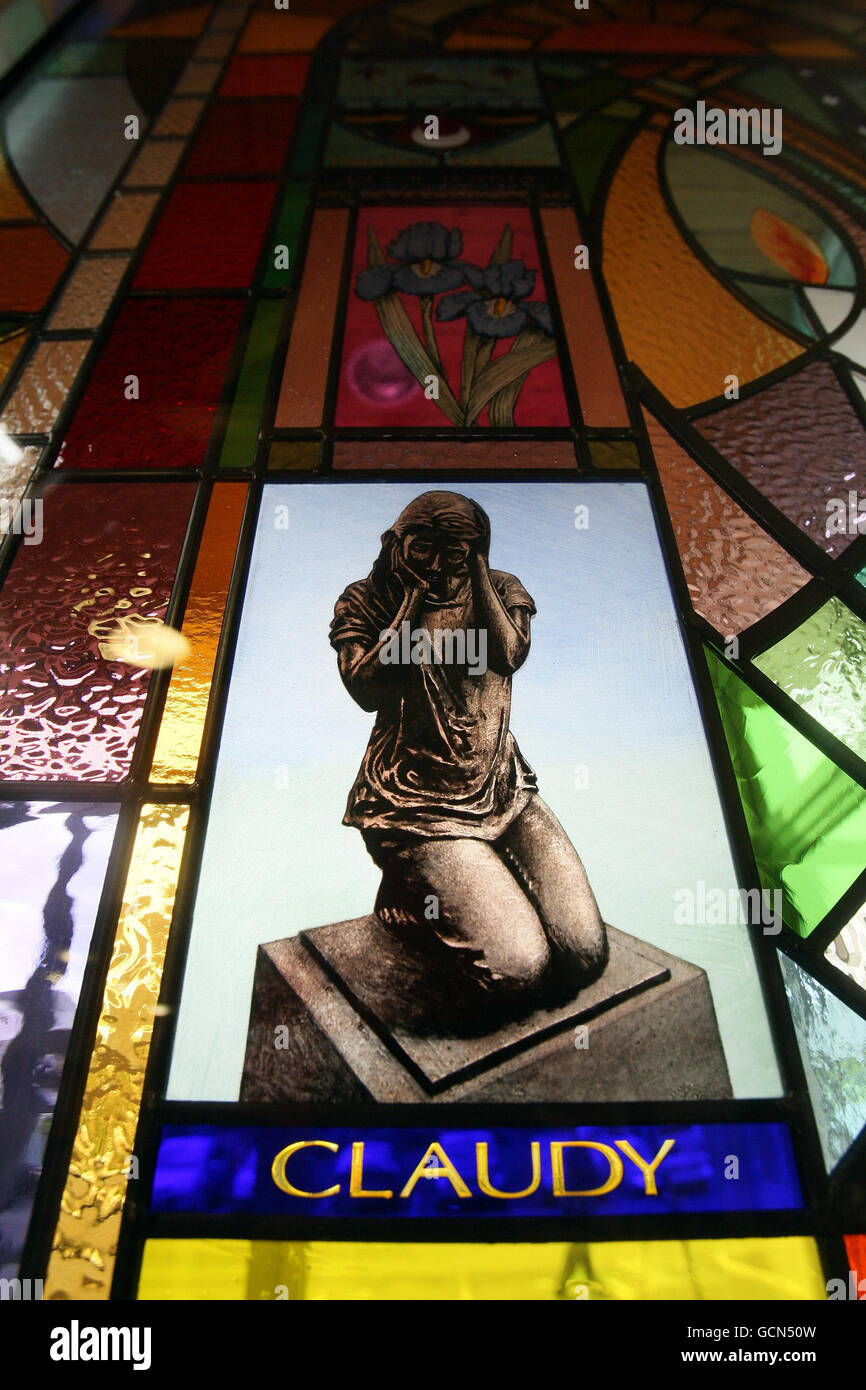 A stain glass window in the village to honour those who died in the ...
