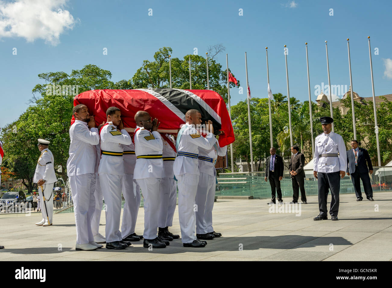 Soldiers carry the casket bearing former prime minister Patrick Manning ... Soldiers carry the casket bearing former prime minister Patrick Manning ...