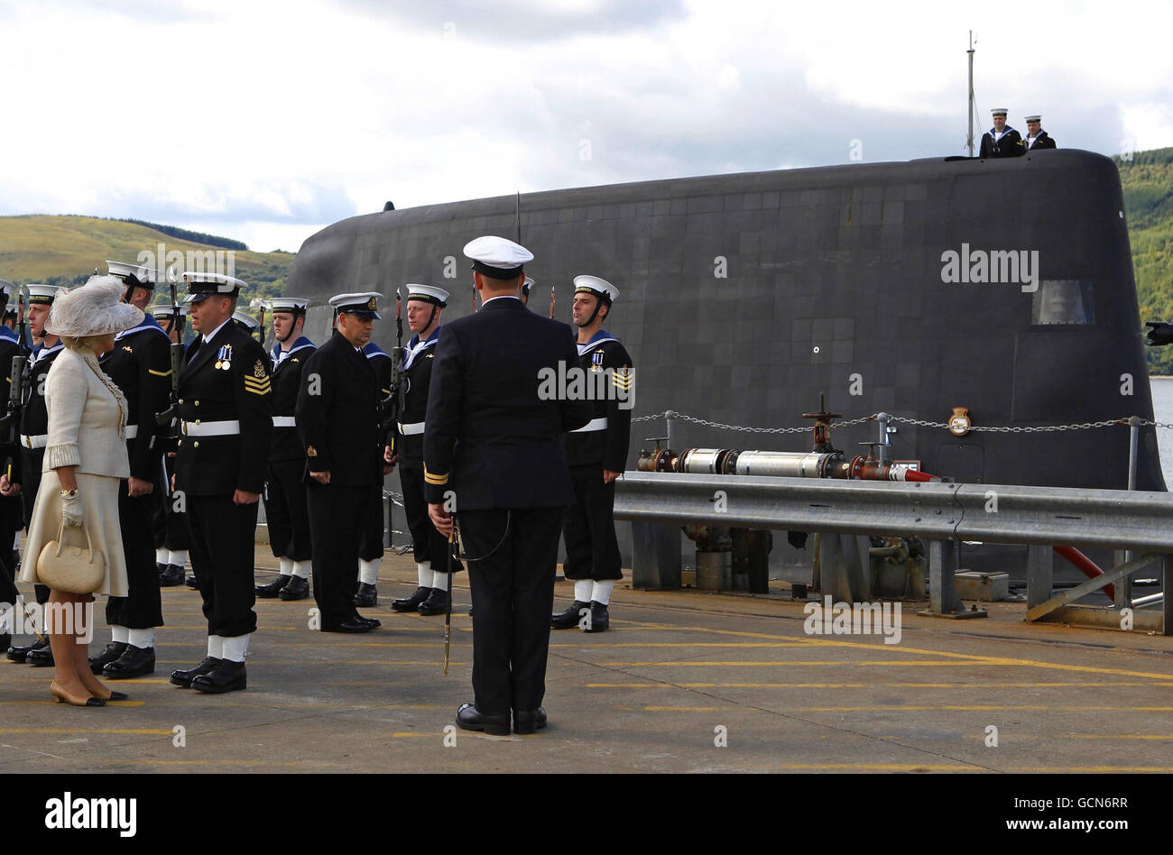 The Duchess of Cornwall inspects the crew of HMS Astute during the ...