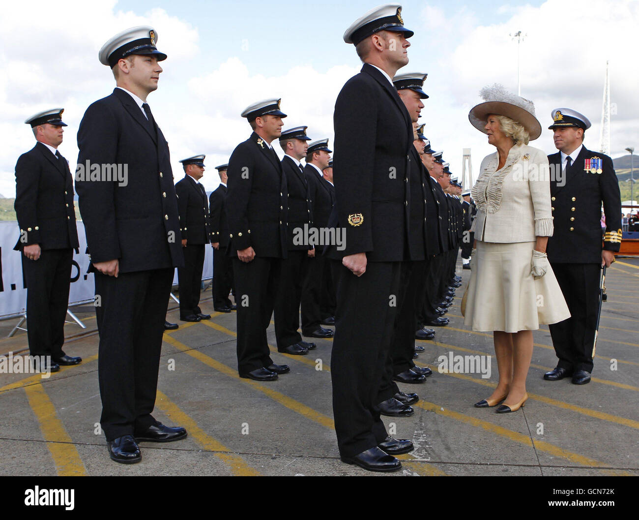 The Duchess of Cornwall inspects officers from the crew of HMS Astute ...