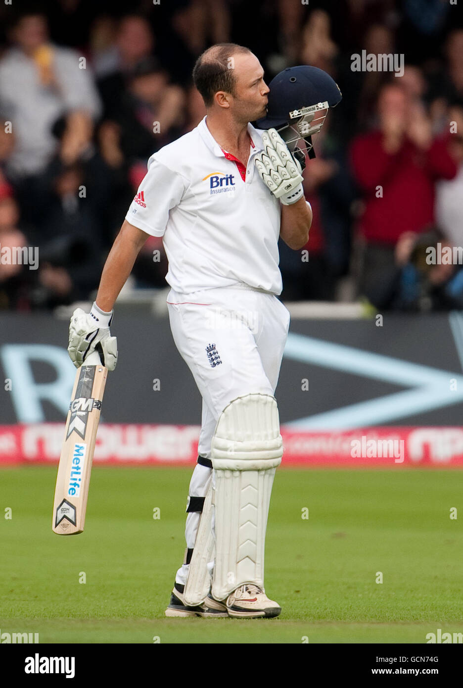 England's Jonathan Trott celebrates reaching his century during the ...