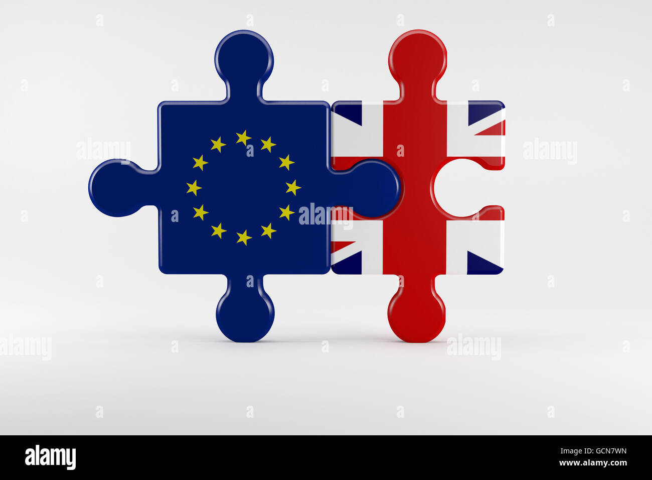 3d illustration, Symbol of good relations between England and the EU ...