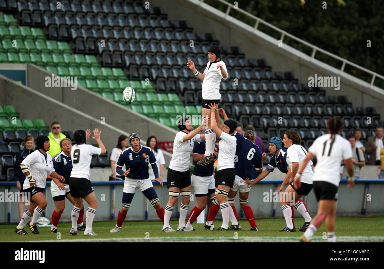 New Zealand's women jump for the ball during a line out during the ...