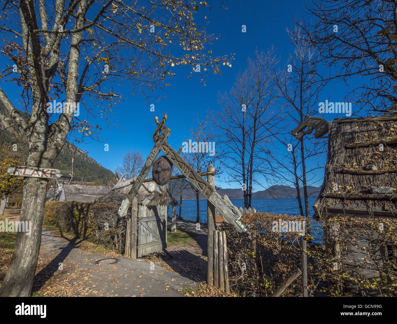 Flake Viking village, lake Walchensee, Bavaria, Germany Stock Photo - Alamy