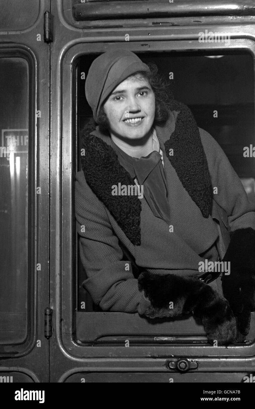 Jennie Lee, Labour M.P in the last Parliament, leaving Euston Station ...