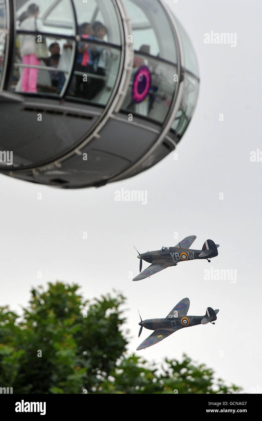 A Spitfire (bottom) and Hurricane from the Battle of Britain Memorial ...