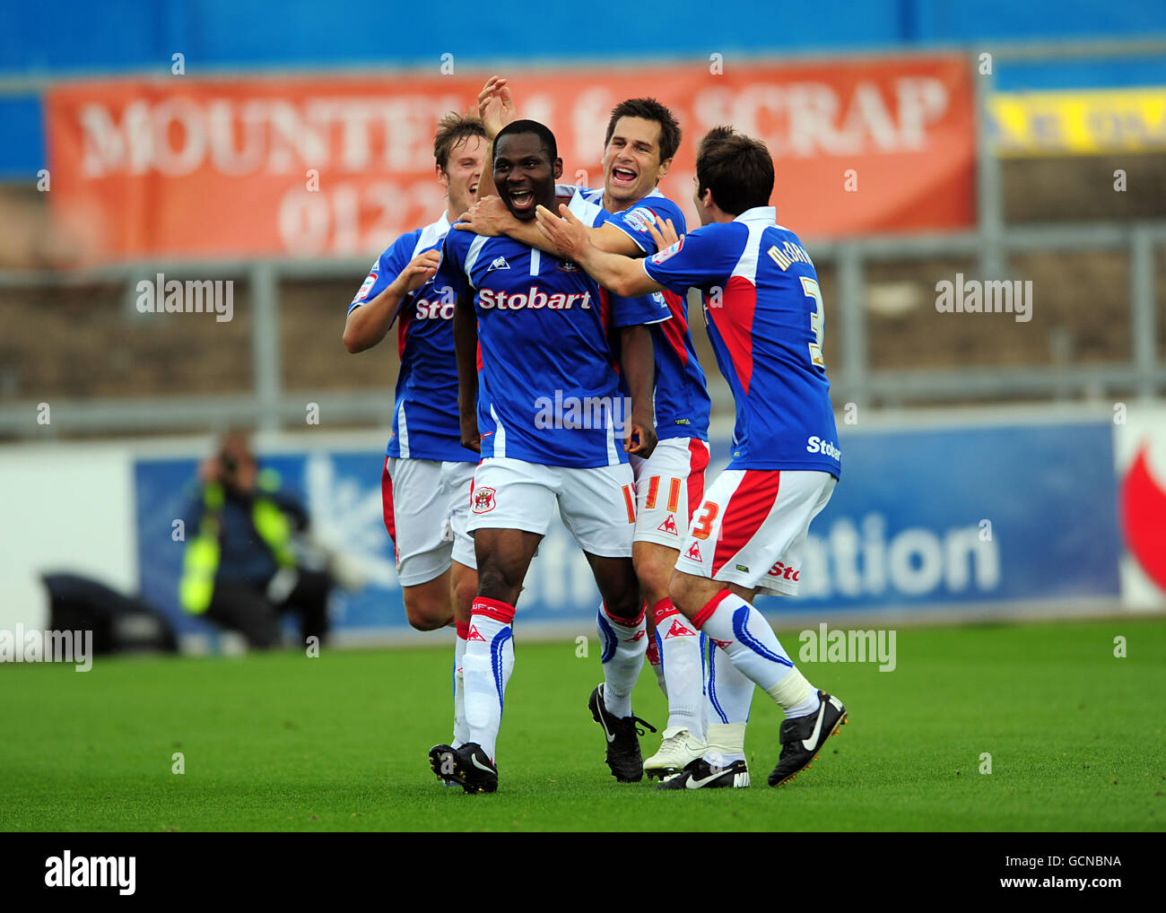 Carlisle United's Francois Zoko celebrates scoring his sides first goal ...