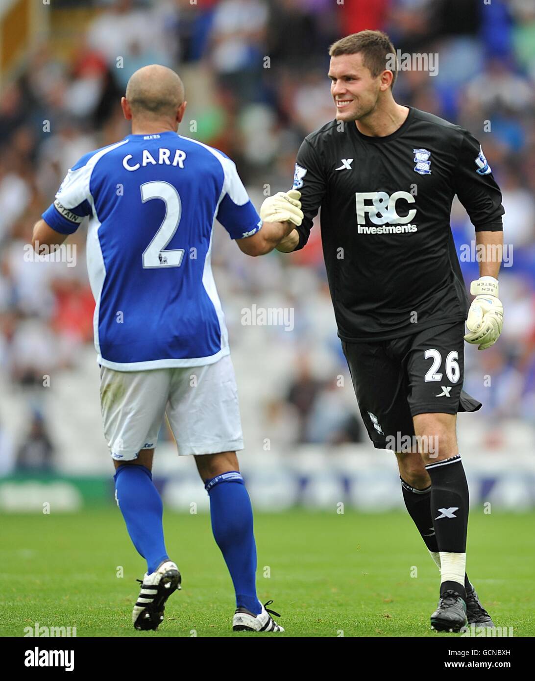 Birmingham City goalkeeper Ben Foster (right) celebrates with teammmate ...