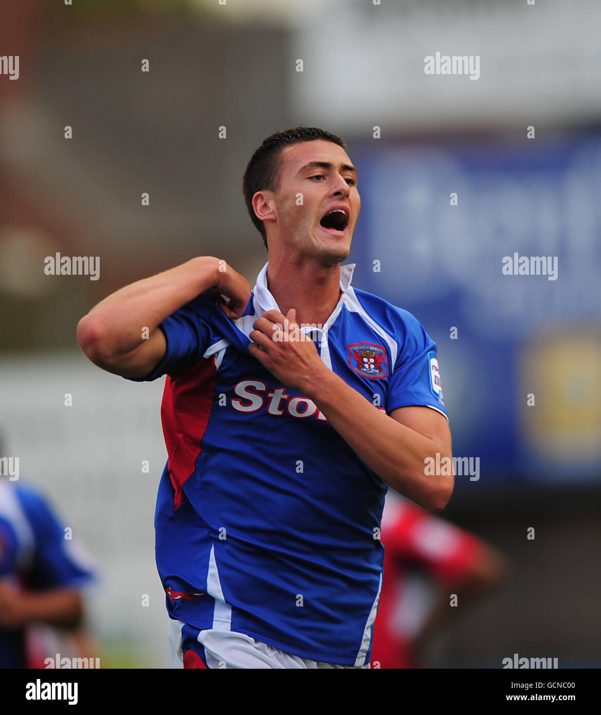 Carlisle United's Gary Madine celebrates scoring his sides third goal ...