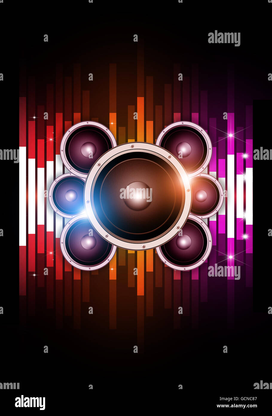 abstract multicolor music equalizer and sound speaker background for ...