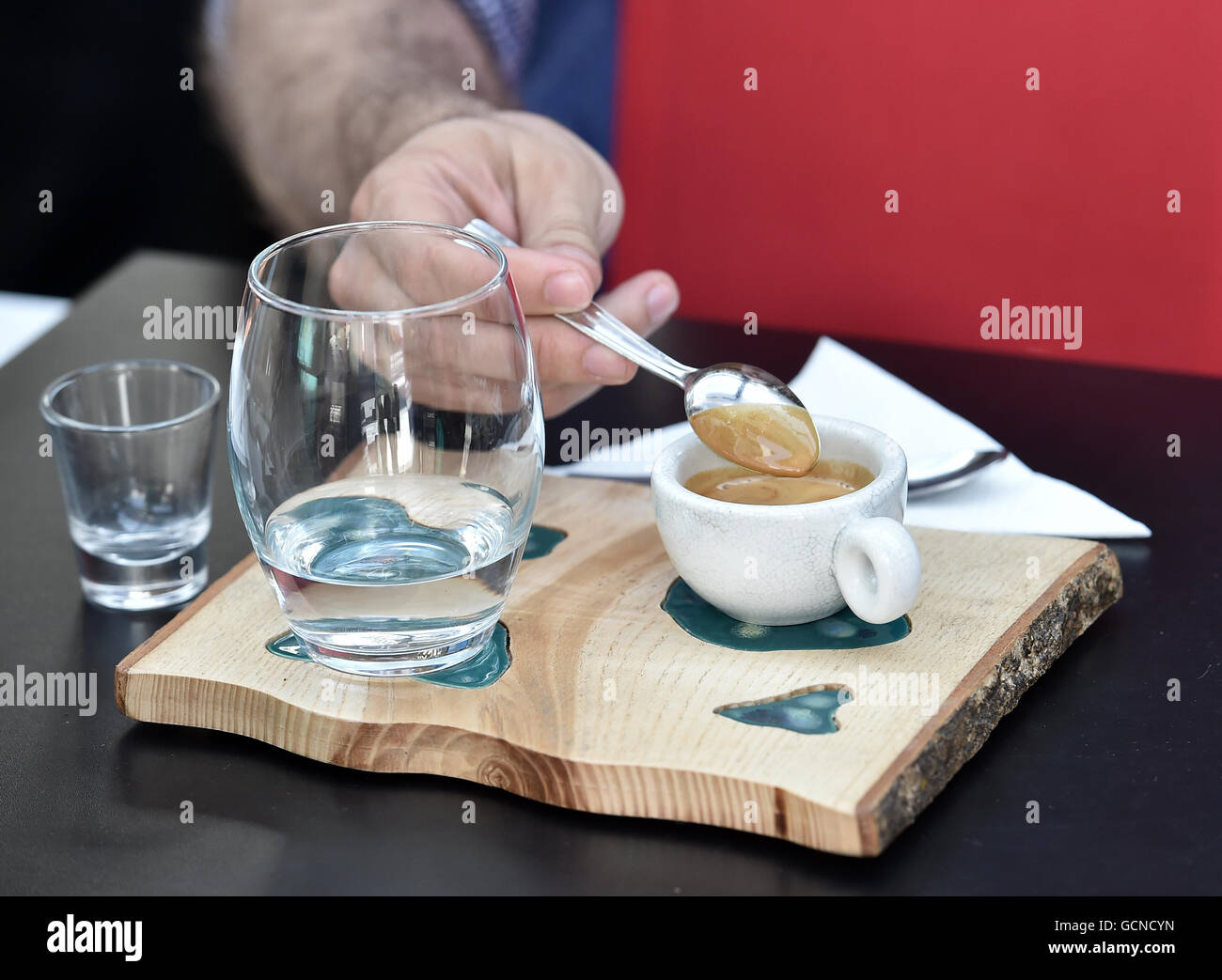 Espresso coffee maker - barista style Stock Photo - Alamy