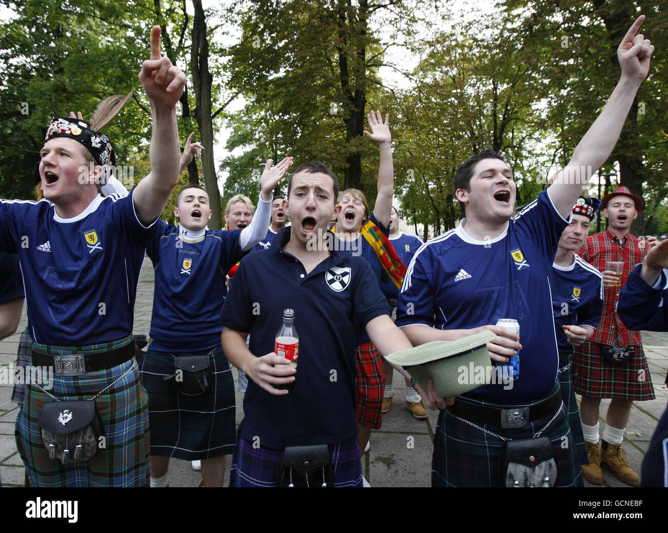 Scottish football fans in the centre of Kaunas before the UEFA European ...