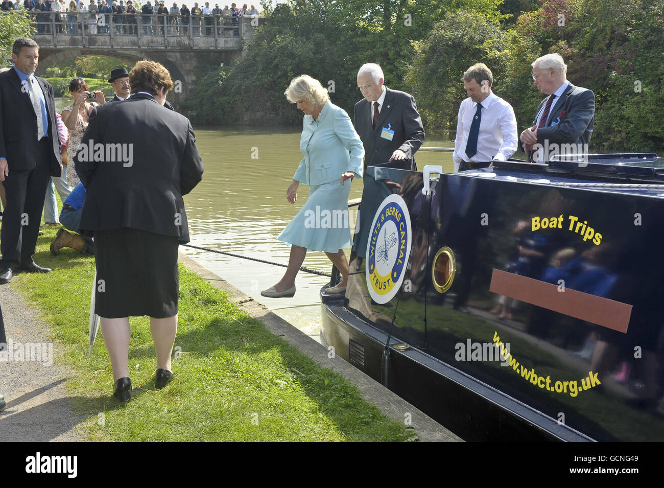 The Duchess of Cornwall disembarks from a narrow trip boat called ...