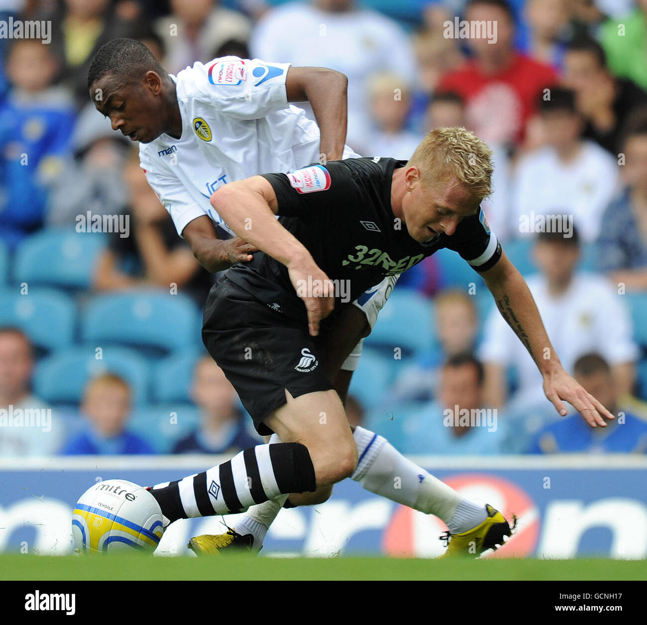Leeds United's Sanchez Watt and Swansea City's Garry Monk Stock Photo ...
