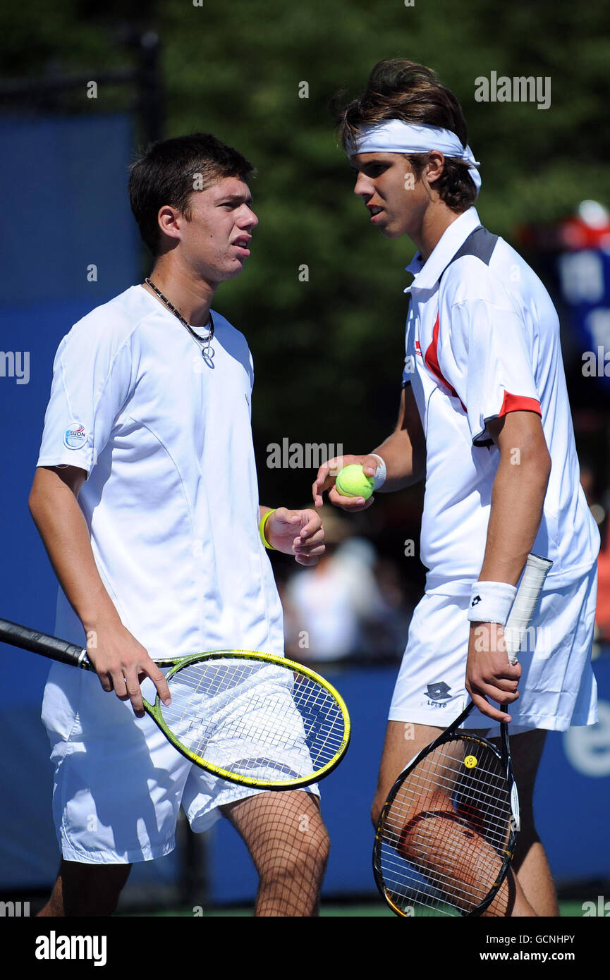 Great Britain's Oliver Golding with his doubles partner Jiri Vesely ...