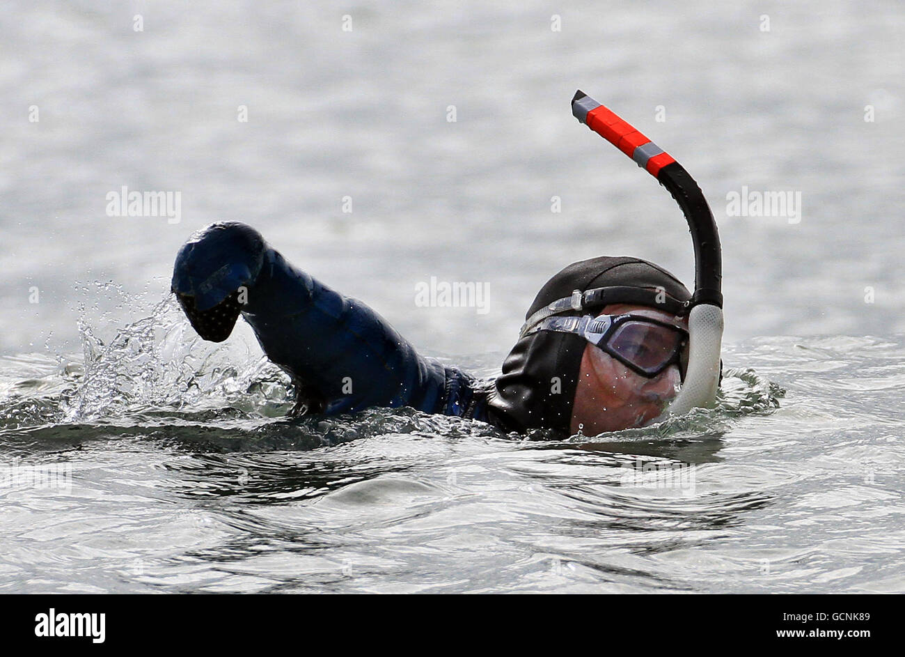 French limbless swimmer Philippe Croizon in action during a training ...