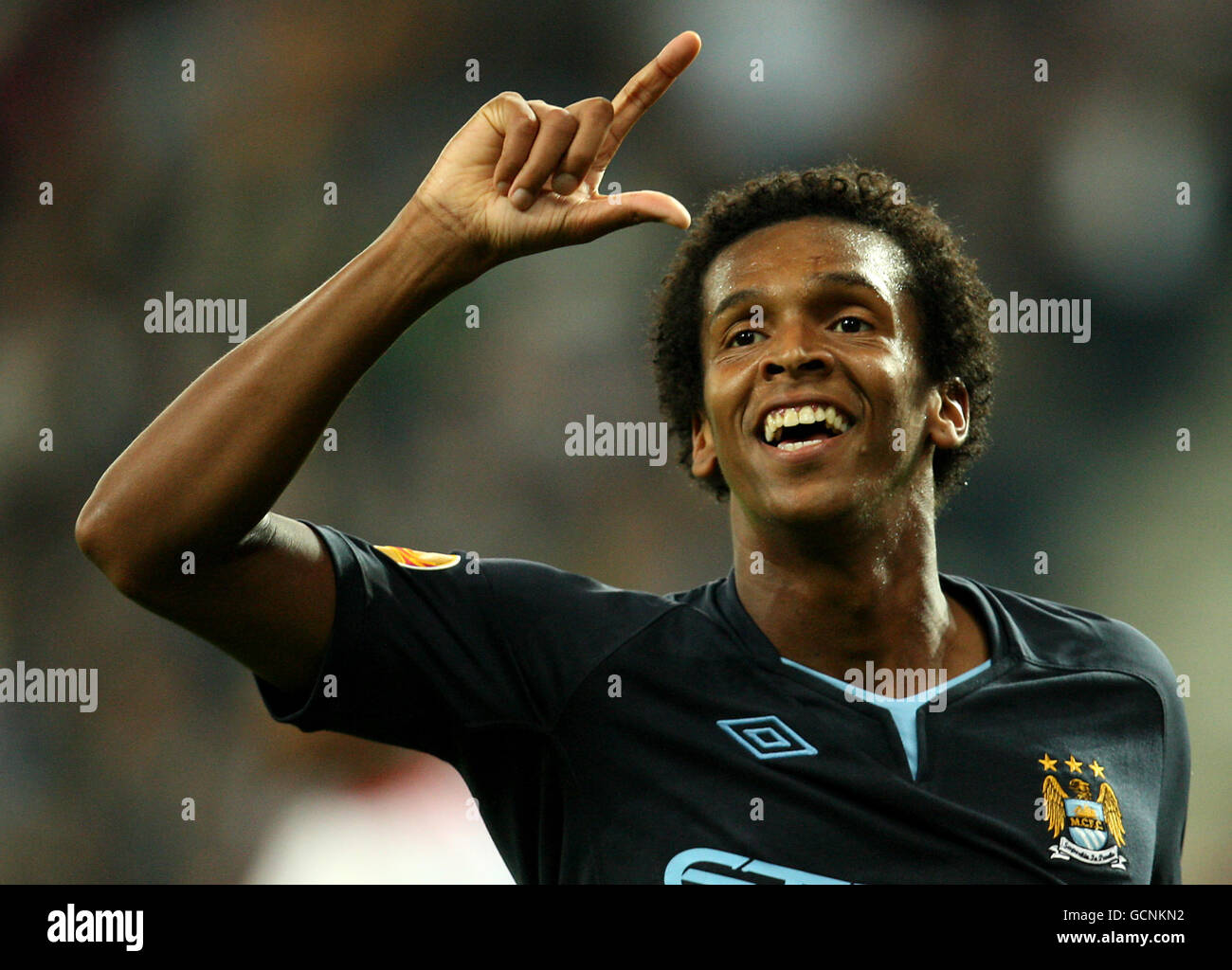 Manchester City's Jo celebrates scoring his sides second goal of the ...