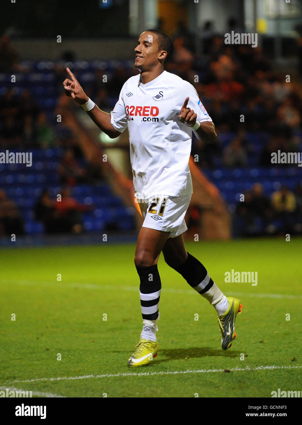 Swansea City's Scott Sinclair celebrates scoring their third goal ...