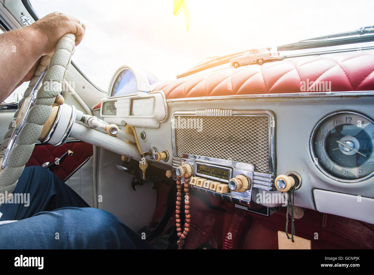 retro car dashboard Stock Photo - Alamy