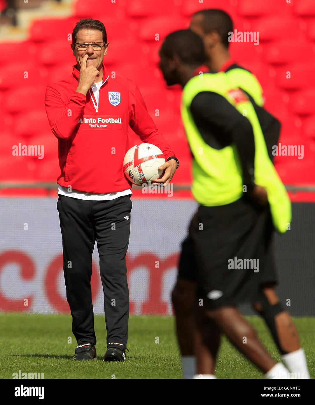 England manager fabio capello watches over training hi-res stock ...