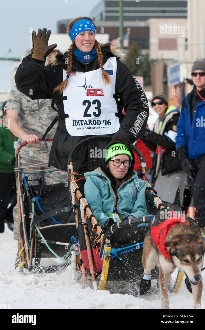 Anna Berington and team leave the ceremonial start line with an ...