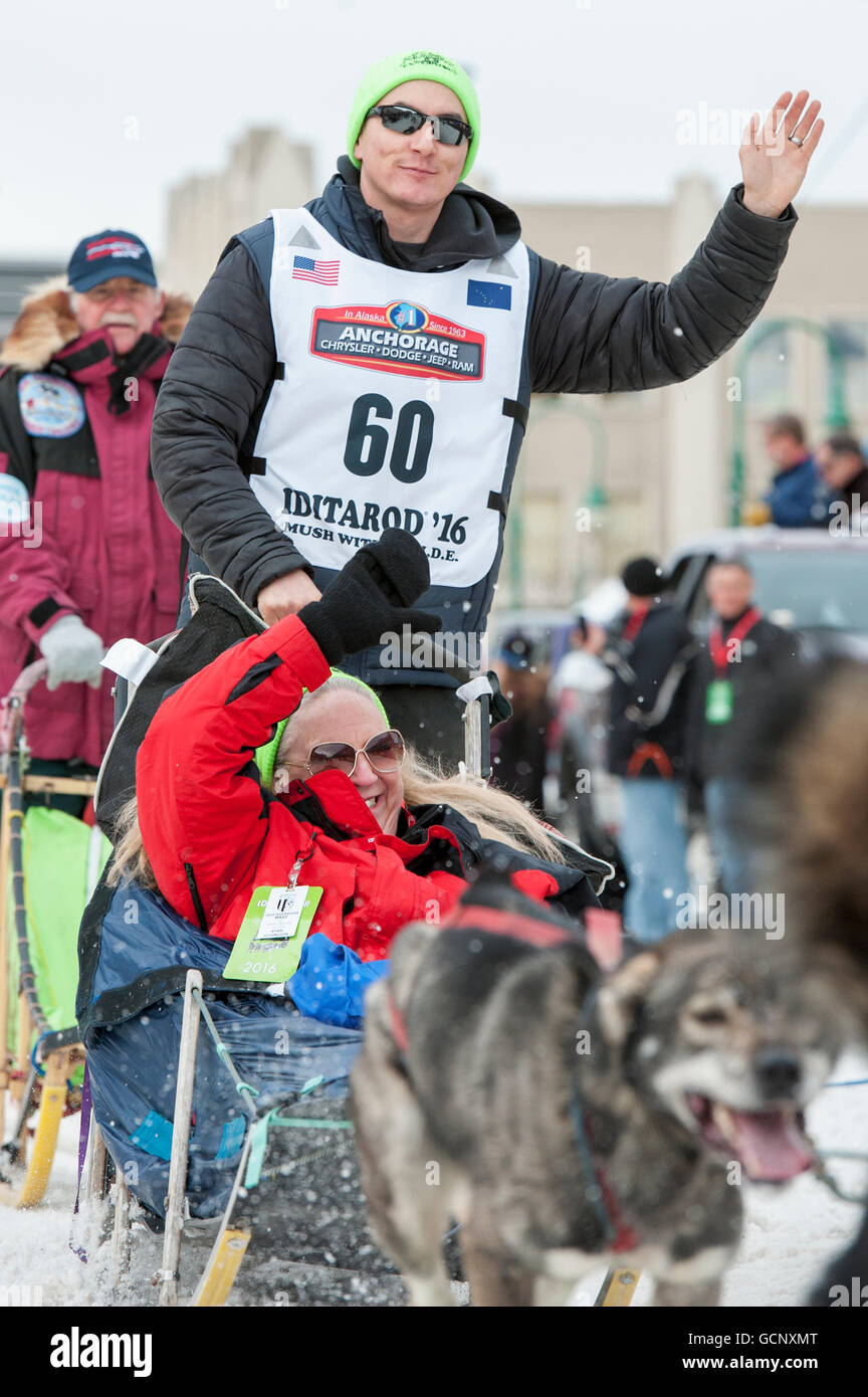 Ray Redington Jr and team leave the ceremonial start line with an ...
