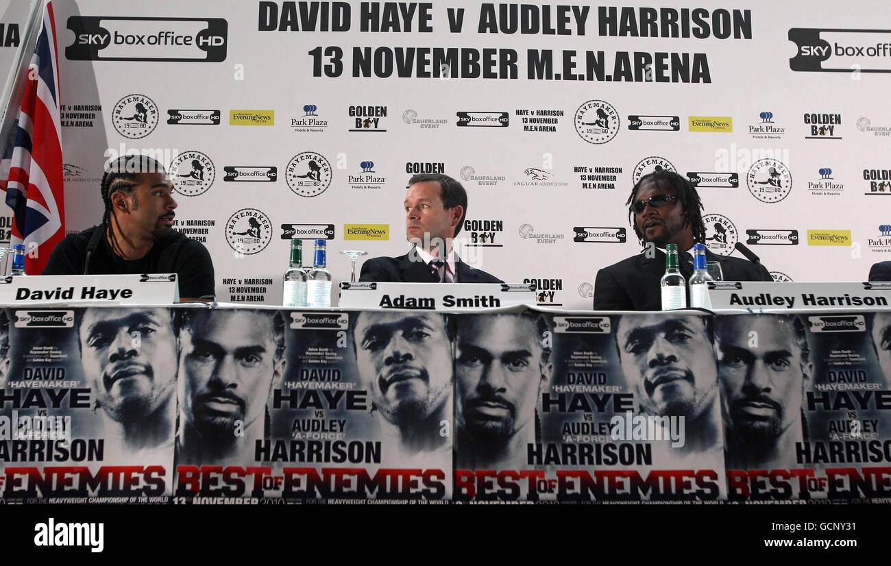 David Haye (left) and Audley Harrison (right) during a press conference ...