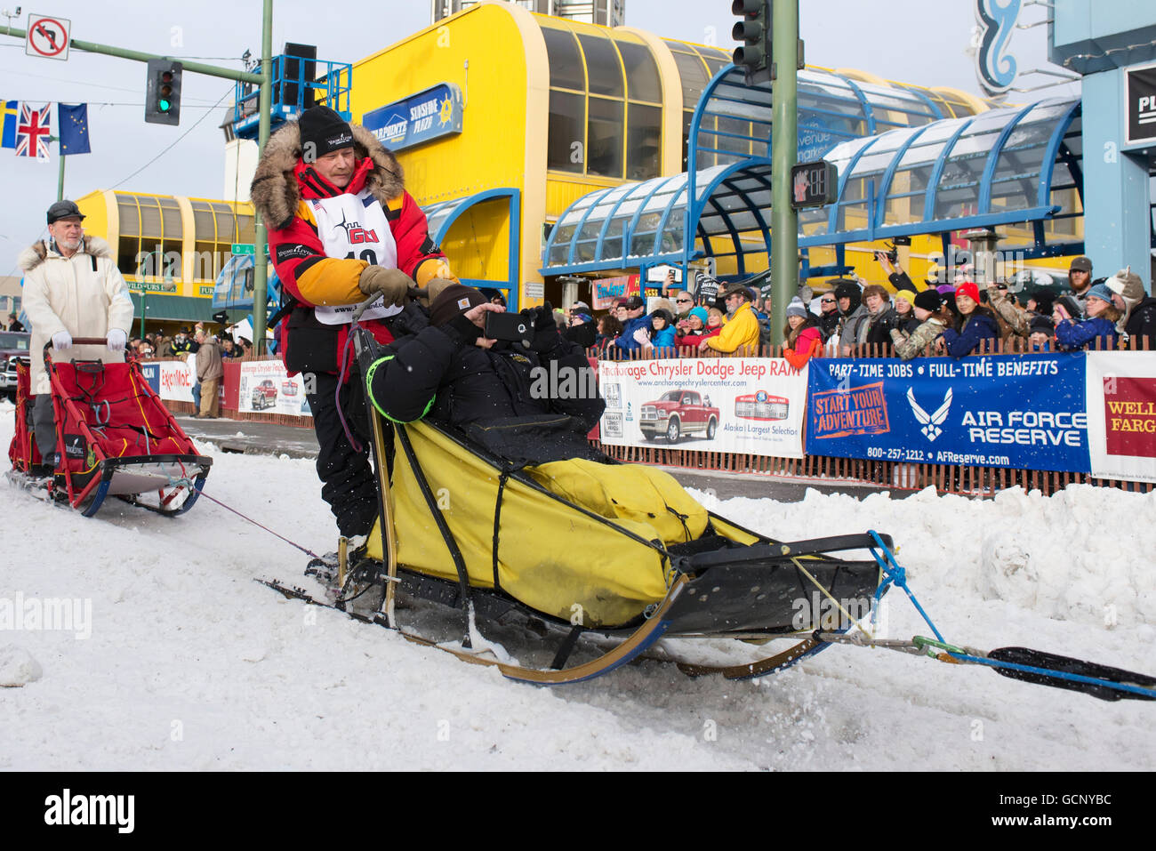 Mitch Seavey and team leave the ceremonial start line with an ...