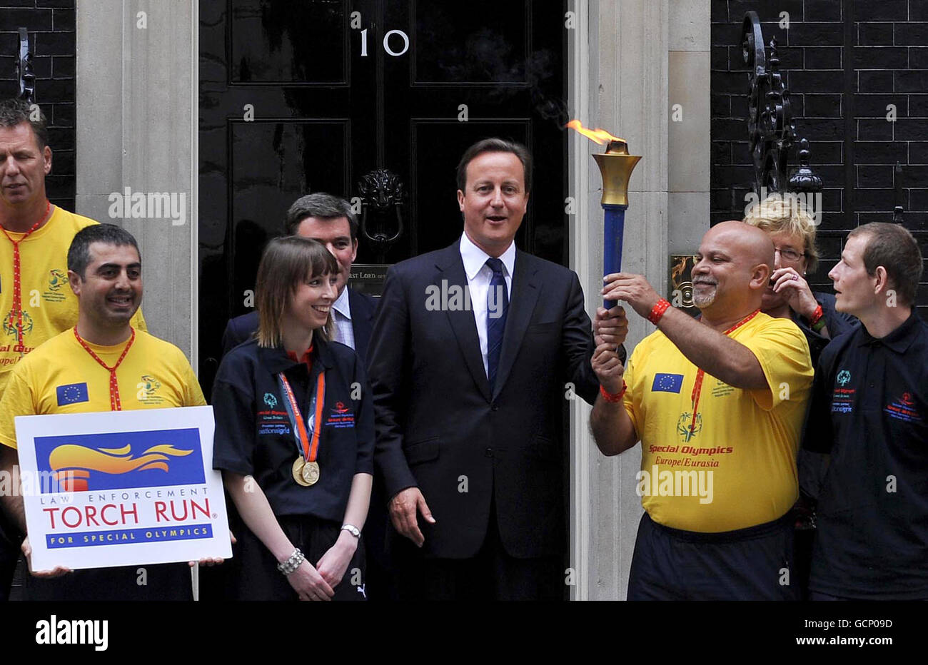 Prime Minister David Cameron outside 10 Downing Street in London, with ...