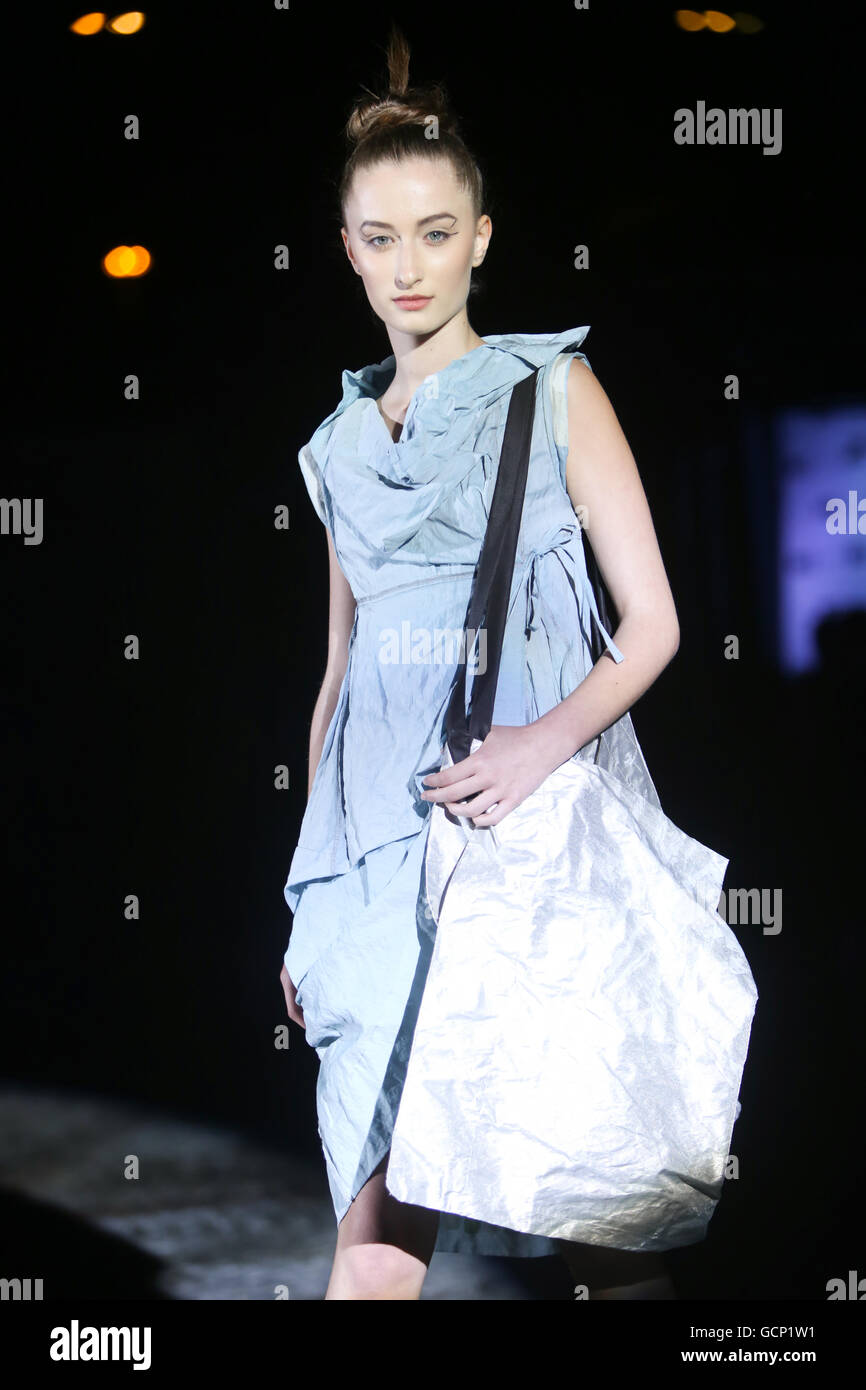 Model wearing clothes designed by Stolnik on the Fashion Week Zagreb ...