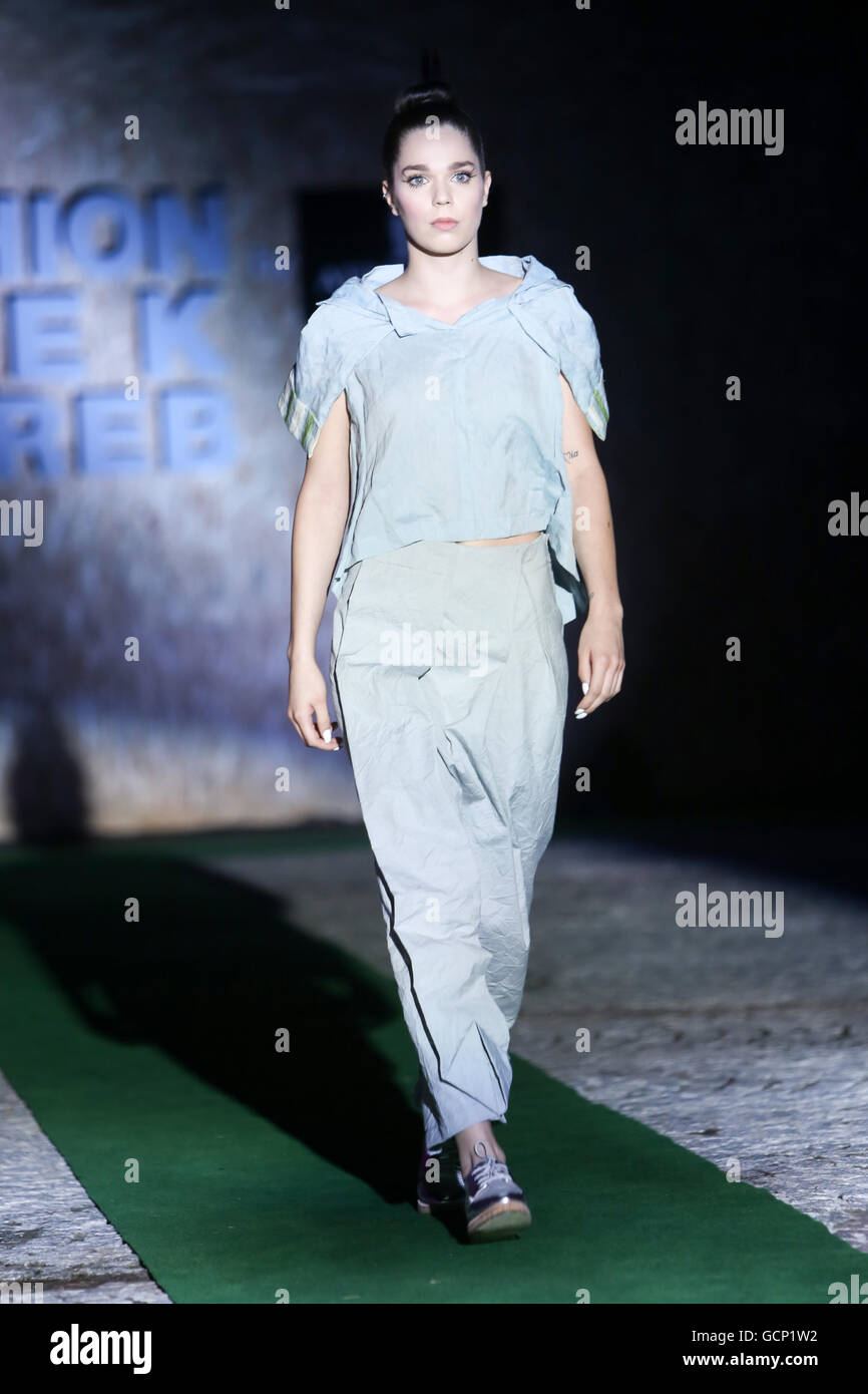 Model wearing clothes designed by Stolnik on the Fashion Week Zagreb ...