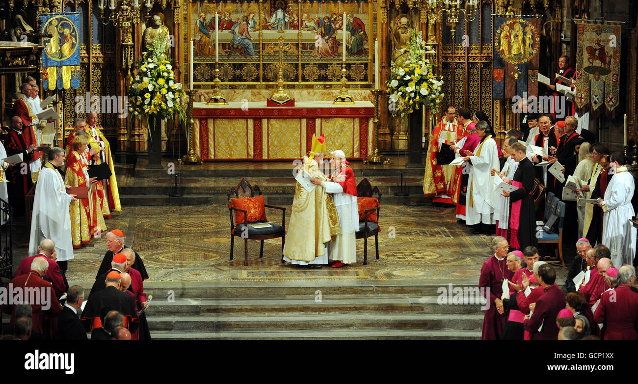 The Archbishop of Canterbury, Rowan Williams and Pope Benedict XVI during a Celebration of ...