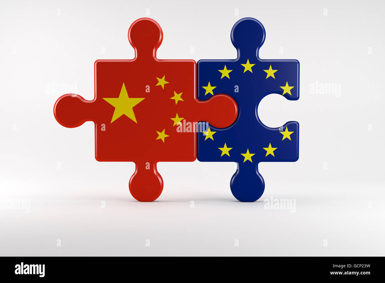 3d illustration, Symbol of good relations between China and the EU ...