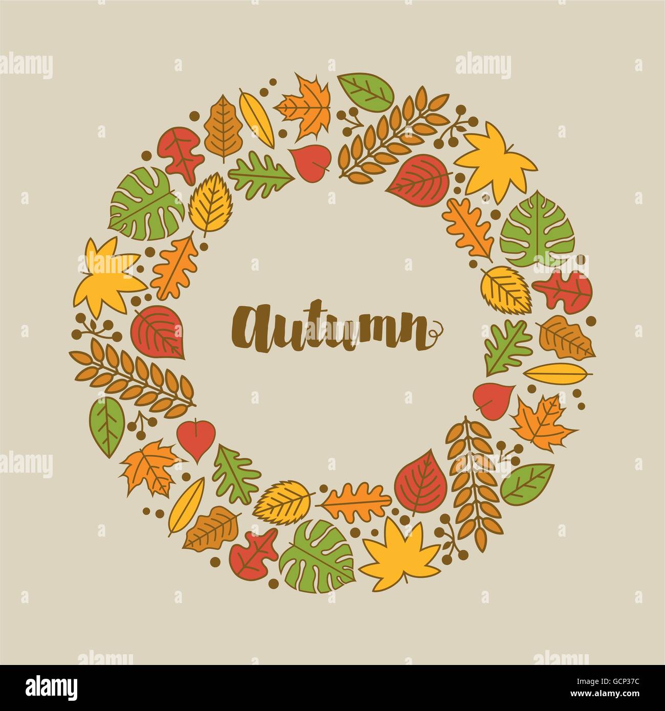 Vector autumn wreath leaves Stock Vector Images - Alamy