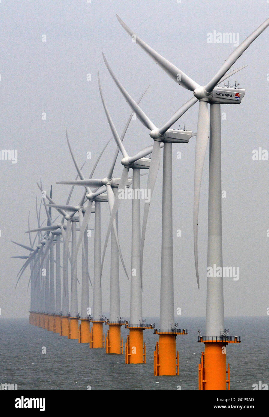 A general view of the Thanet Offshore Wind Farm off the coast of ...