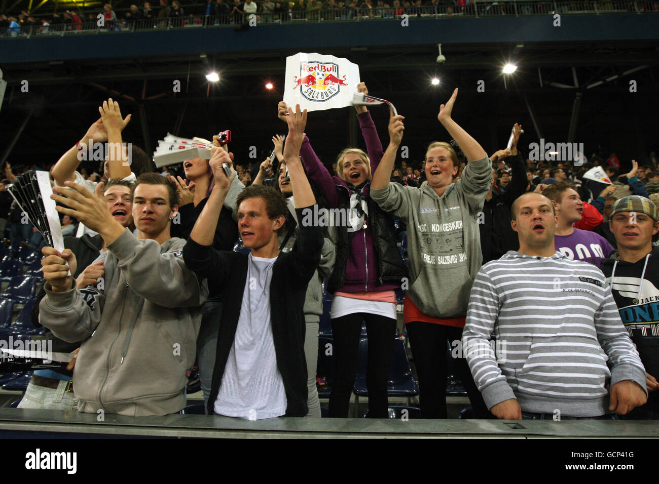 Red Bull Salzburg fans show their support in the stands Stock Photo - Alamy