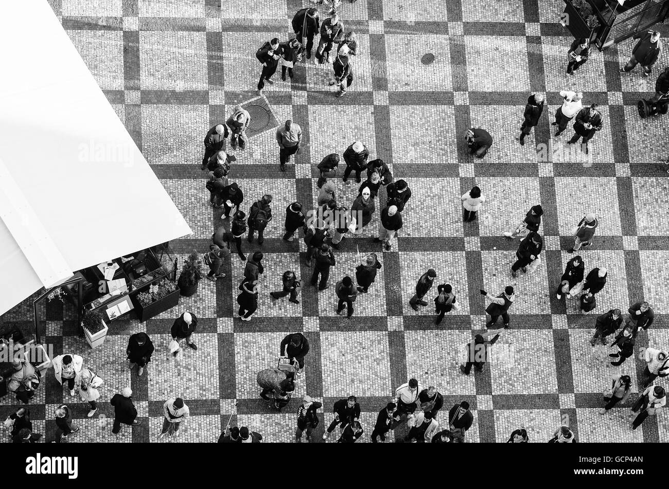 City square aerial view people Black and White Stock Photos & Images ...