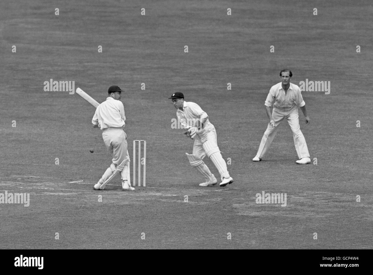 Lt Cdr John Manners (Royal Navy) scoring to leg, misses the ball of ...