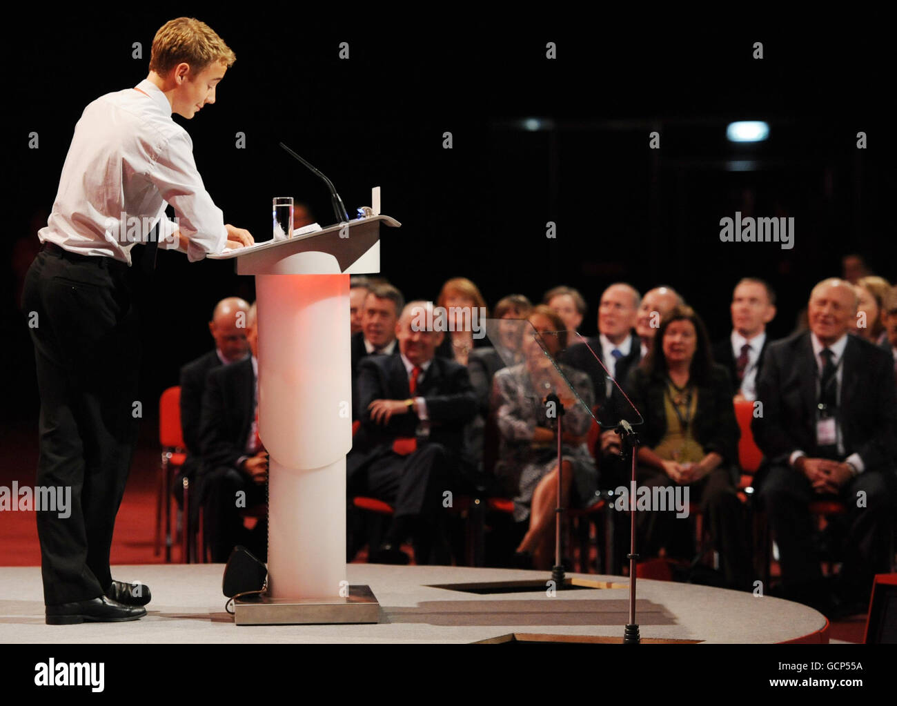 Addresses delegates during the labour party annual conference hi-res ...