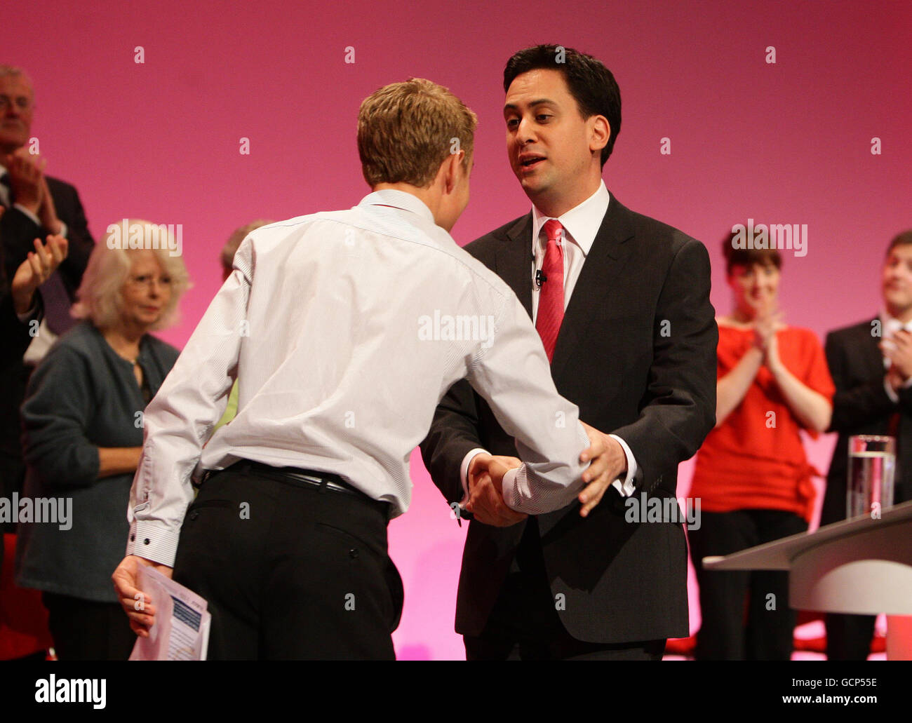 15 year old Luke Charter Reid shakes hands with Labour Party leader Ed ...