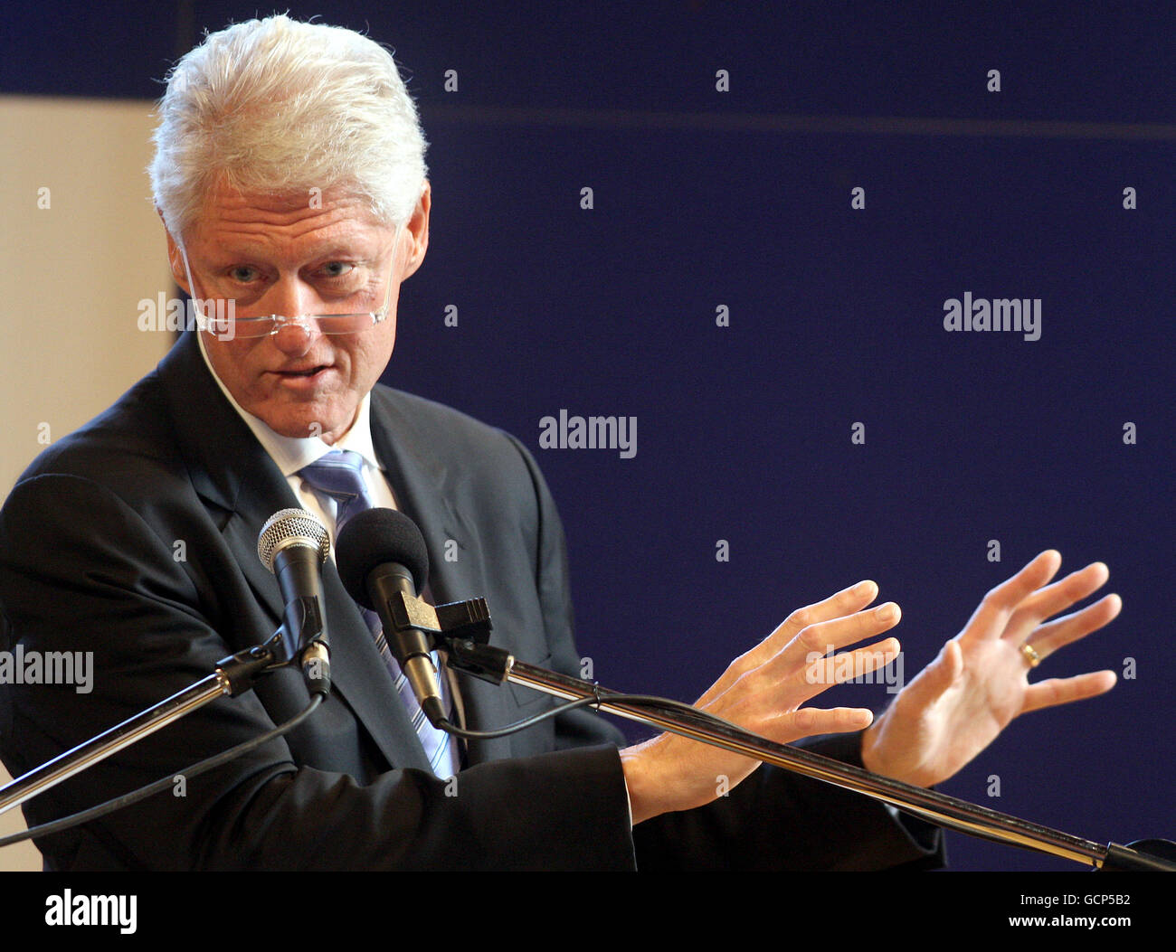 The former US President Bill Clinton, speaking at the University of ...