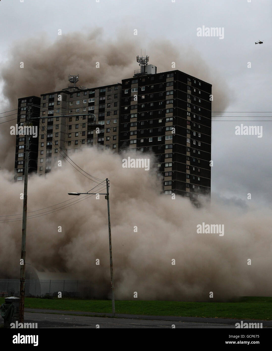 The flats of Norfolk court in Glasgow are demolished by controlled ...