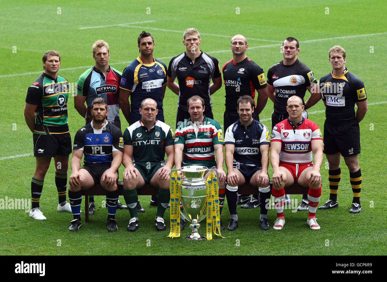 Back row from left, Northampton's Dylan Hartley, Harlequins Chris ...