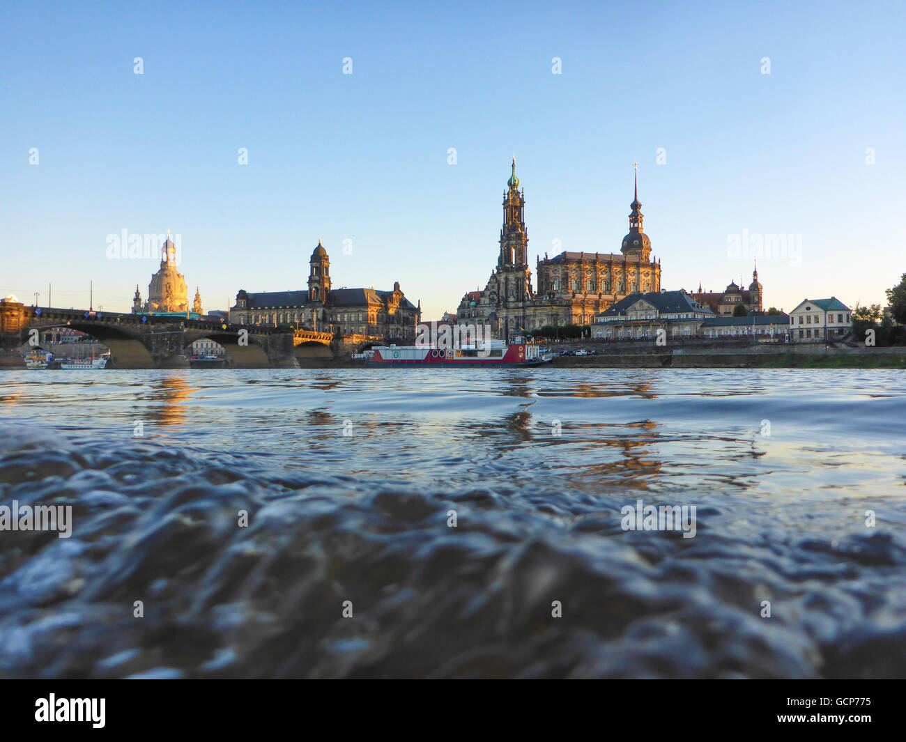 Dresden Elbe and the Old Town with Augustus Bridge , Frauenkirche ...
